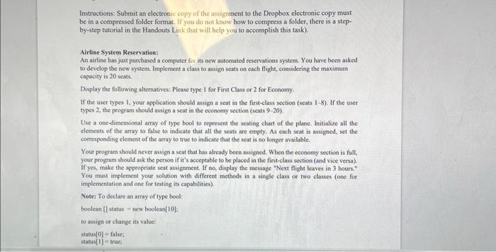 Solved Instructions: Submit an electronic copy of the | Chegg.com