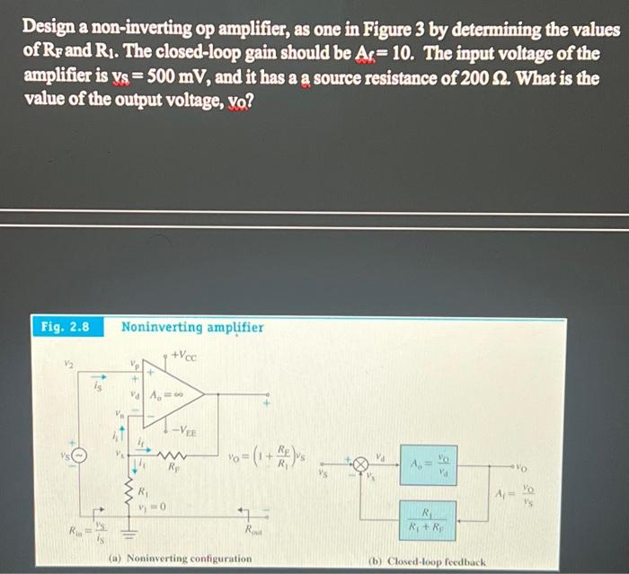Solved Design a non-inverting op amplifier, as one in Figure | Chegg.com