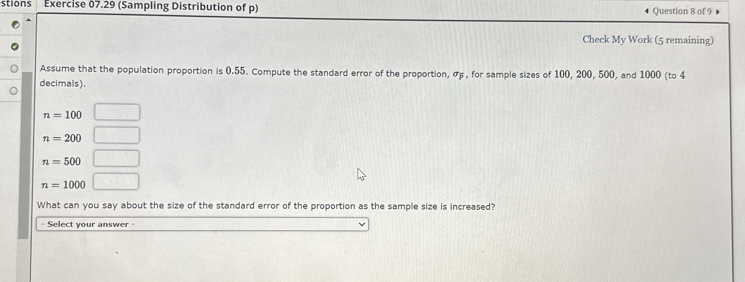 Solved stions Exercise 07.29 (Sampling Distribution of | Chegg.com