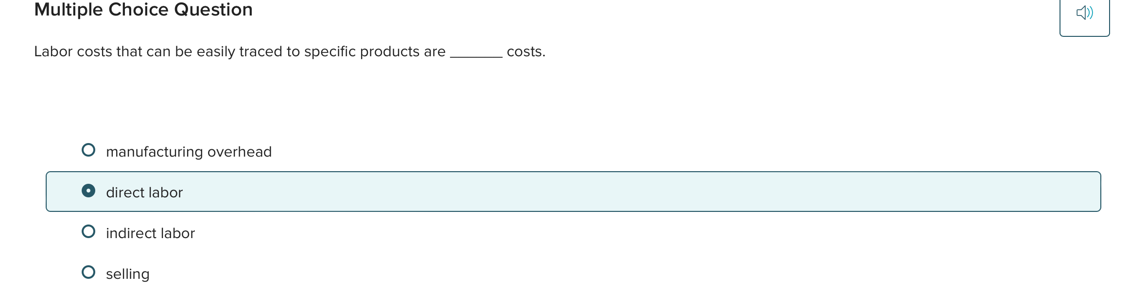 Solved Multiple Choice QuestionLabor costs that can be | Chegg.com