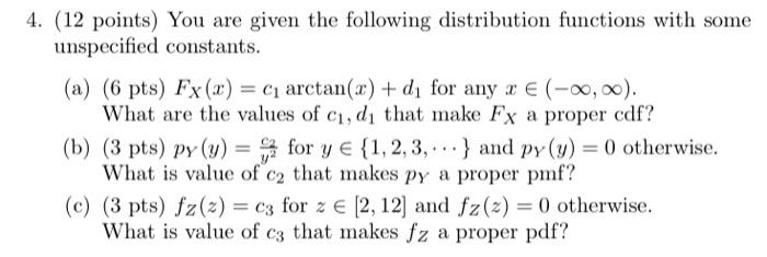 Solved 4. (12 points) You are given the following | Chegg.com