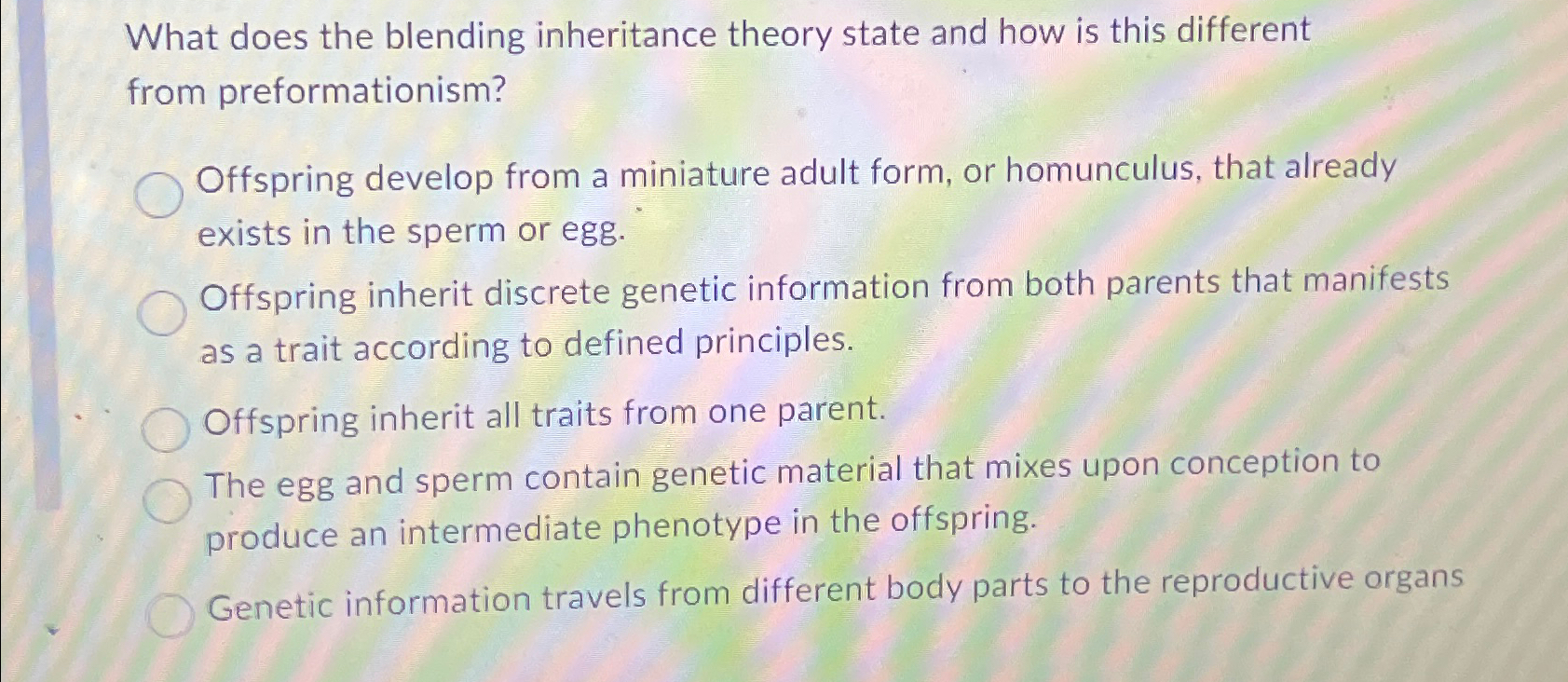 Solved What does the blending inheritance theory state and | Chegg.com