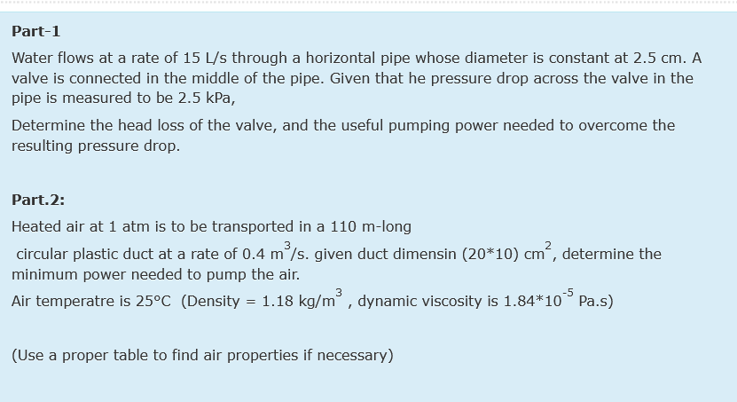 Solved Part-1Water flows at a rate of 15Ls ﻿through a | Chegg.com