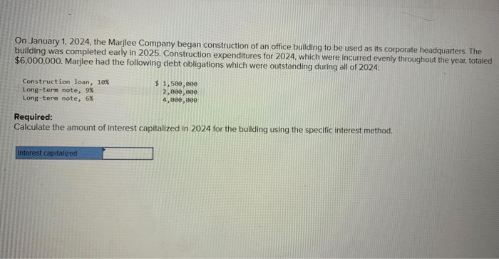 Solved On January 1. 2024, the Marjlee Company began | Chegg.com