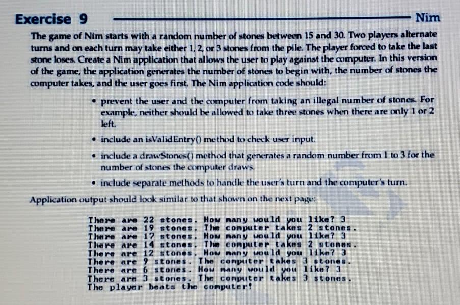 Solved Exercise 9 Nim The game of Nim starts with a random | Chegg.com