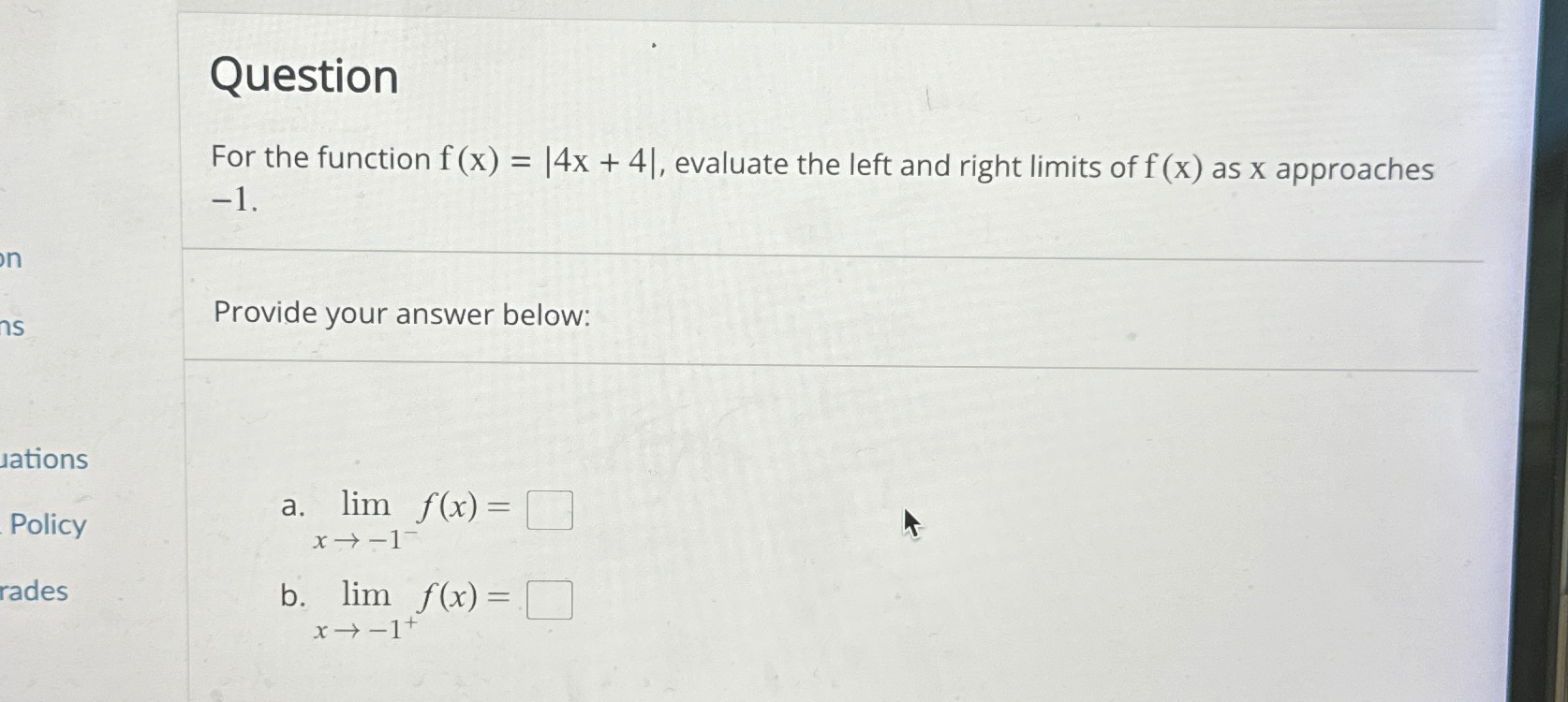 Solved Questionfor The Function F X 4x 4 ﻿evaluate The