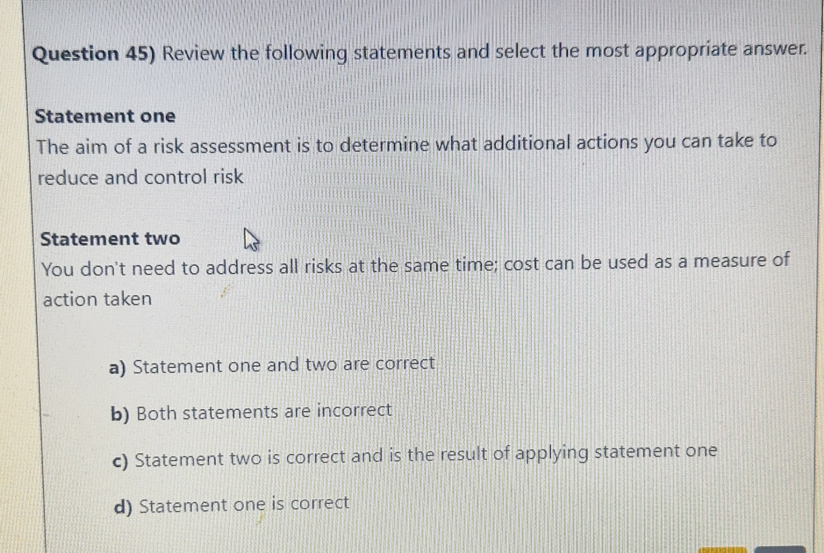 Solved Question 45) ﻿Review the following statements and | Chegg.com