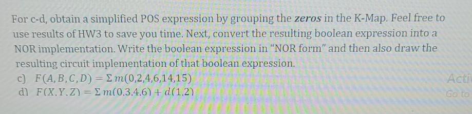 Solved For c-d, obtain a simplified POS expression by | Chegg.com