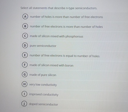 Solved Select all statements that describe n-type | Chegg.com