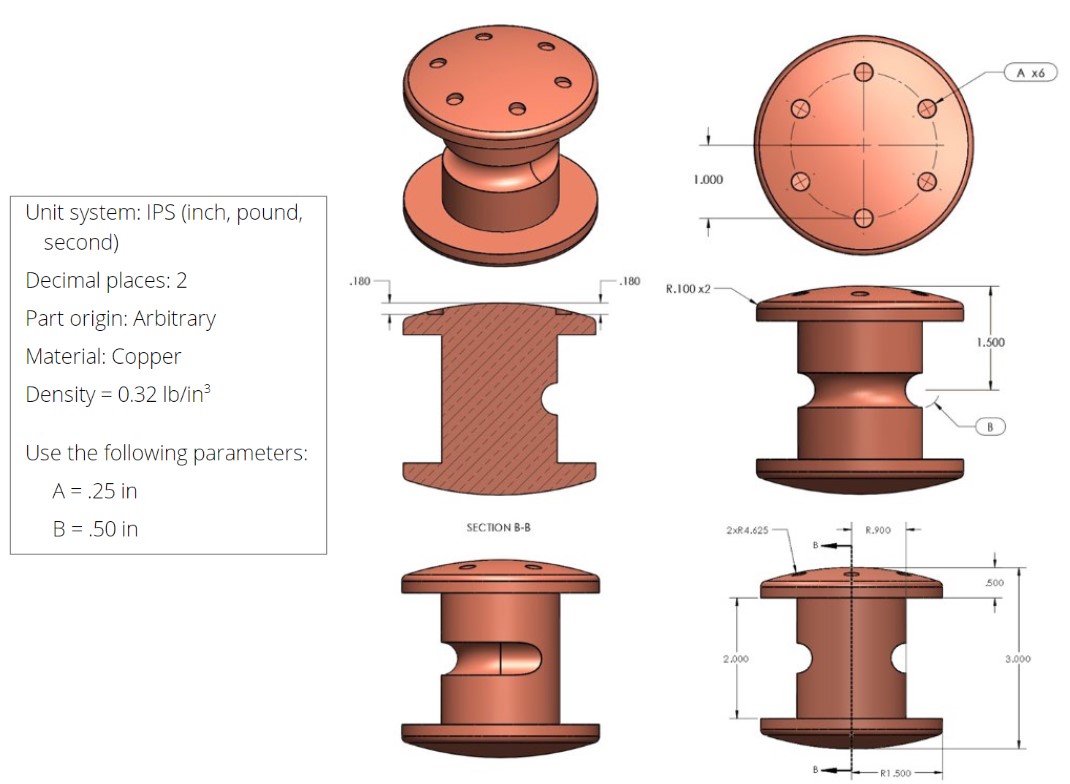 Solved Create this in solidworks with screenshots. Include | Chegg.com