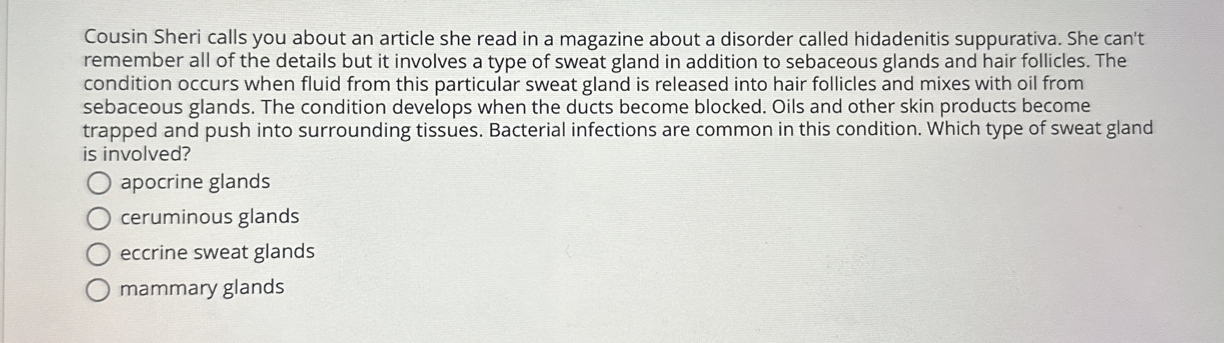 Solved Cousin Sheri calls you about an article she read in a | Chegg.com