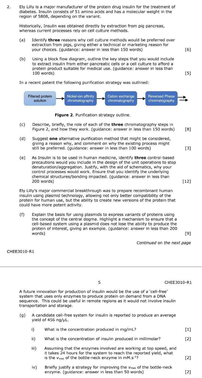 Solved 2. Ely Lilly is a major manufacturer of the protein | Chegg.com