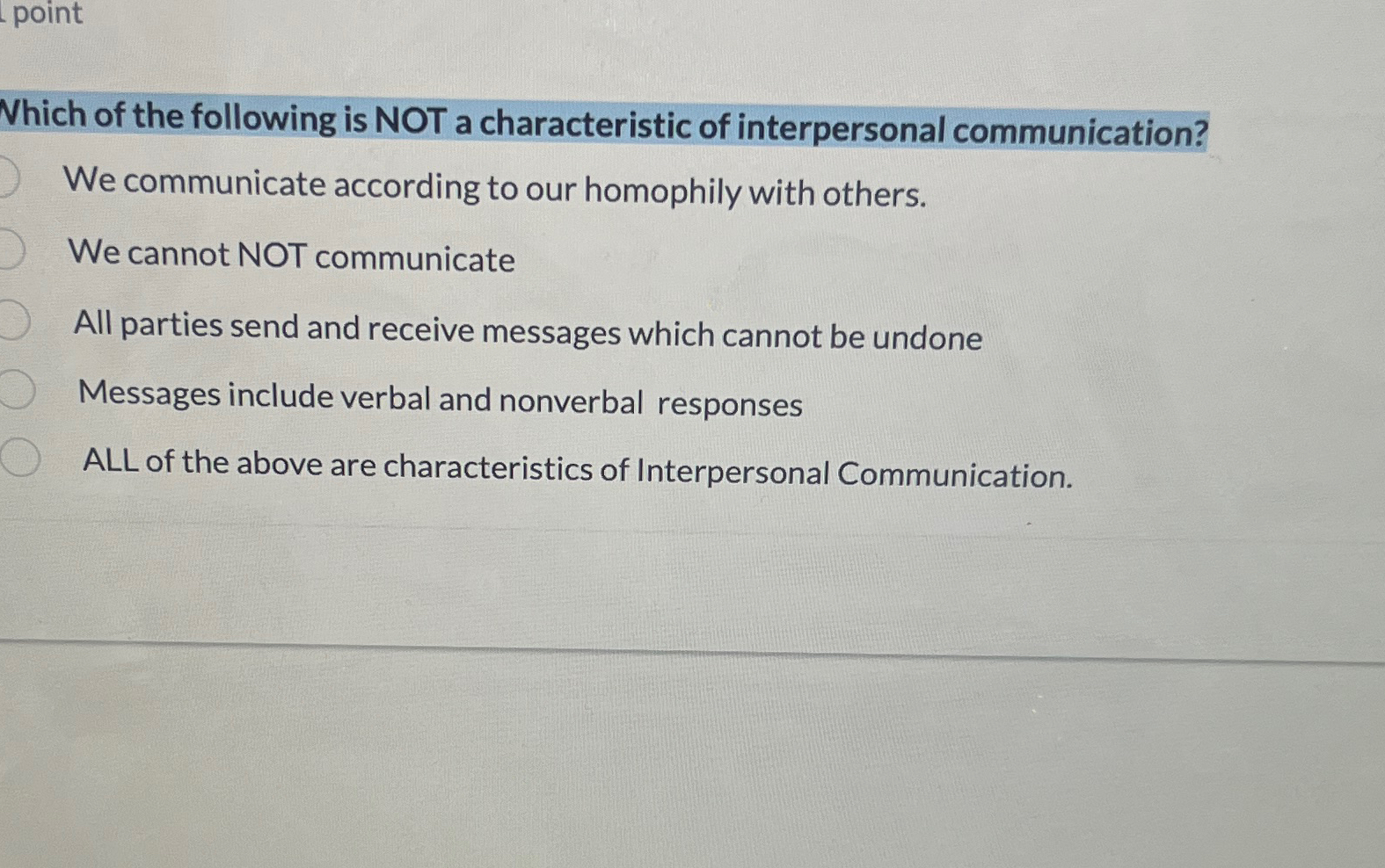 Solved pointWhich of the following is NOT a characteristic | Chegg.com