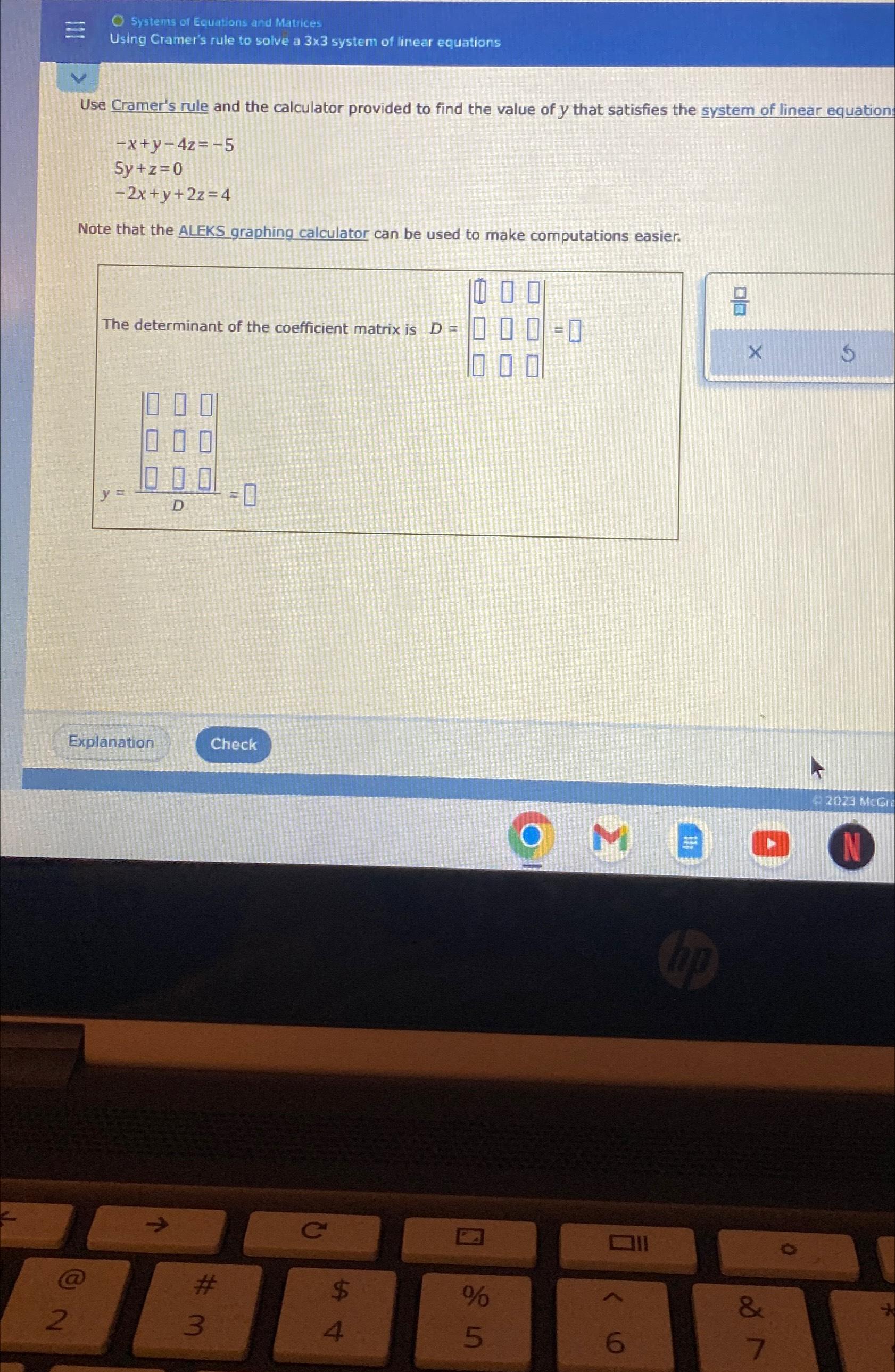 Solved Use Cramer's rule and the calculator provided to find | Chegg.com