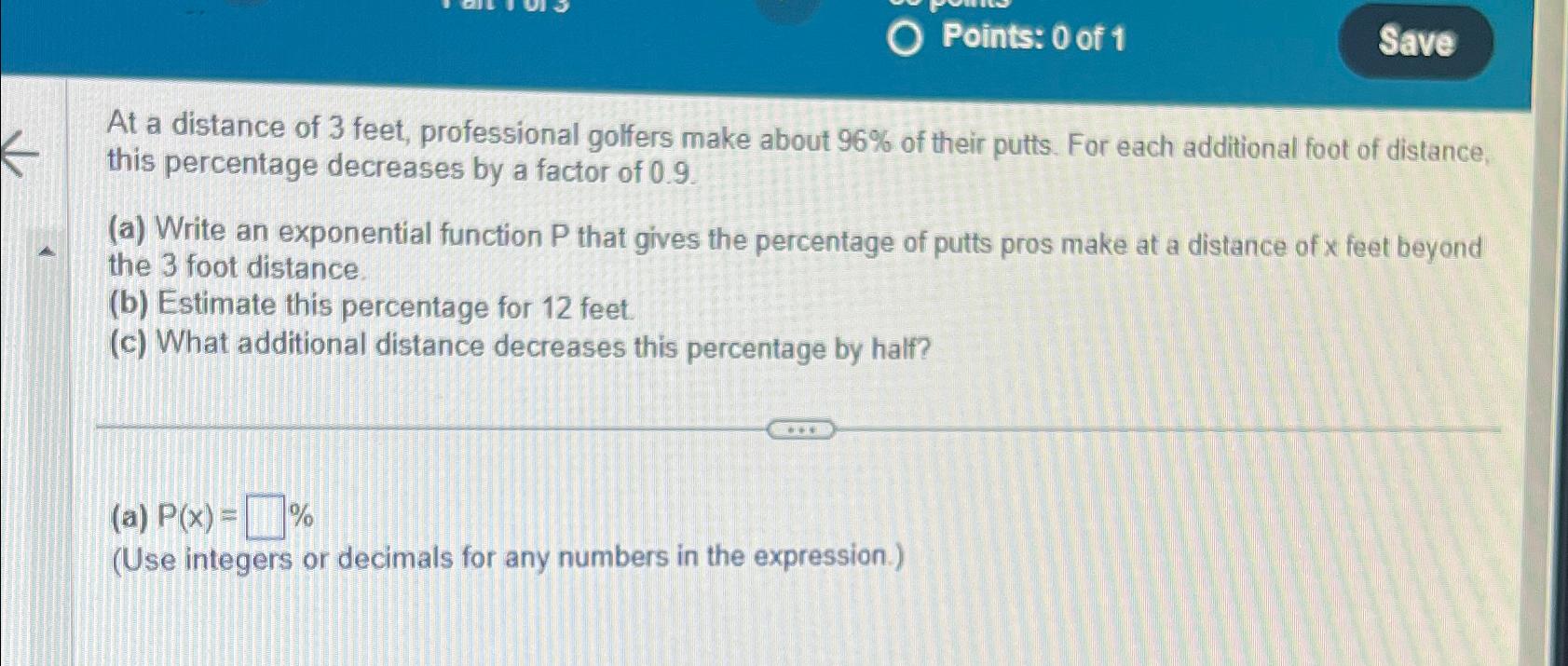 Solved Points: 0 ﻿of 1At a distance of 3 ﻿feet, professional | Chegg.com