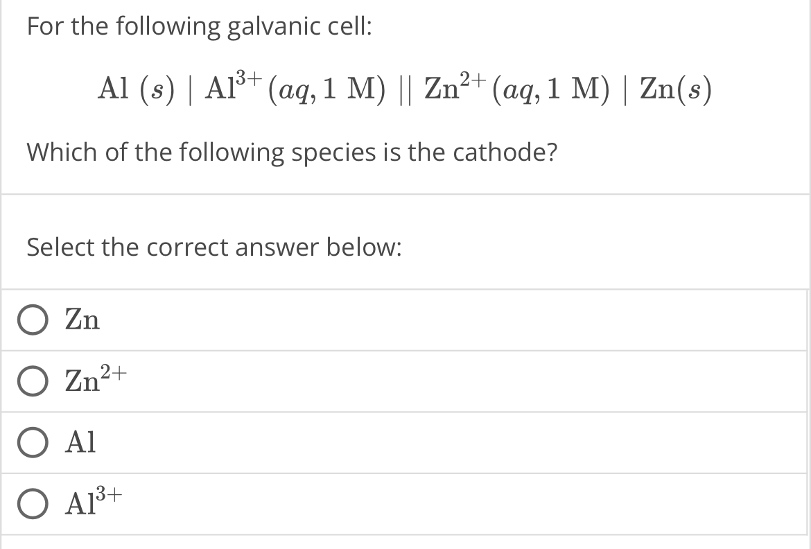 High Quality SOLUTION For the following galvanic | Chegg.com