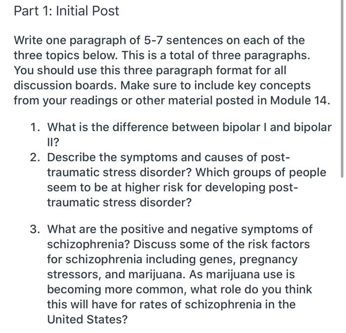 Solved Part 1: Initial Post Write one paragraph of 5-7 | Chegg.com