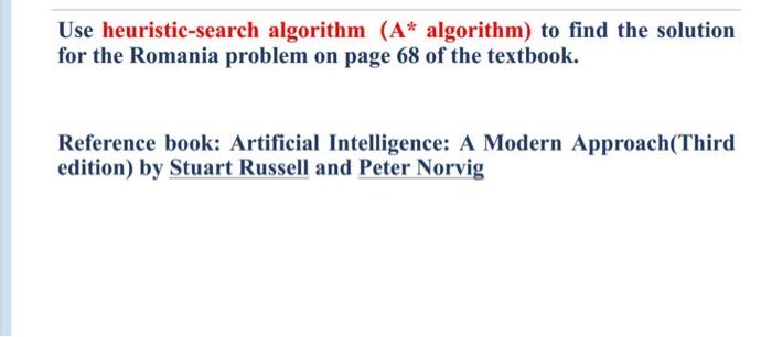Solved Use heuristic-search algorithm (A* algorithm) to find | Chegg.com