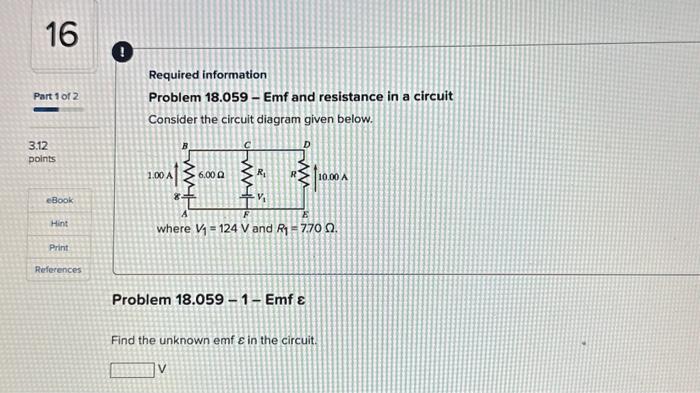 Solved Required information Problem 18.059 - Emf and | Chegg.com