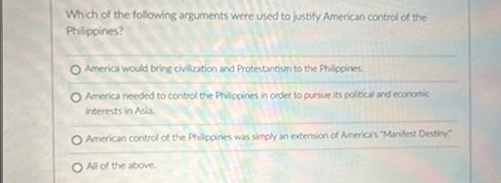 Solved Which of the following arguments were used to justify | Chegg.com