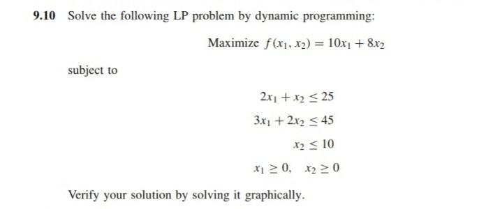 Solved 9.10 Solve the following LP problem by dynamic | Chegg.com