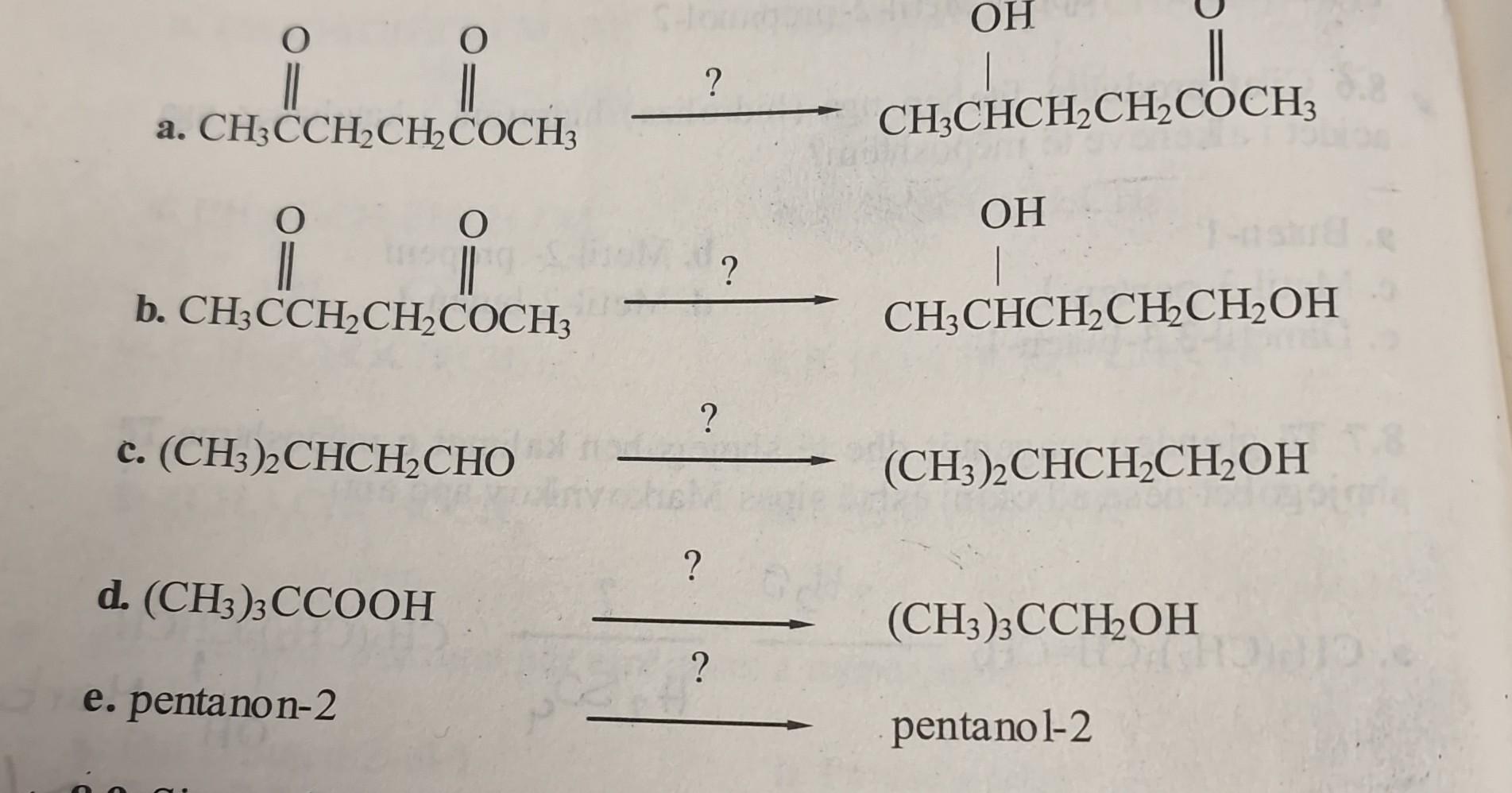 Solved a. b. c. (CH3)2CHCH2CHO ( ? 3)2CHCH2CH2OH d. | Chegg.com