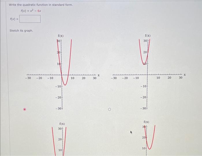 Solved Write the quadratic function in standard form. | Chegg.com