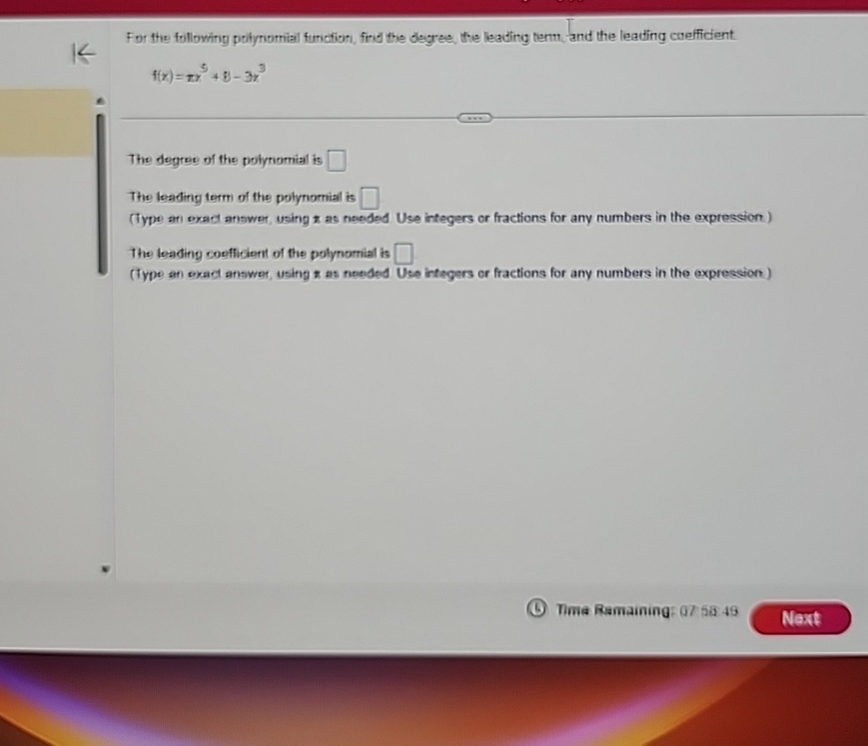 Solved For the following polynomial function, find the | Chegg.com