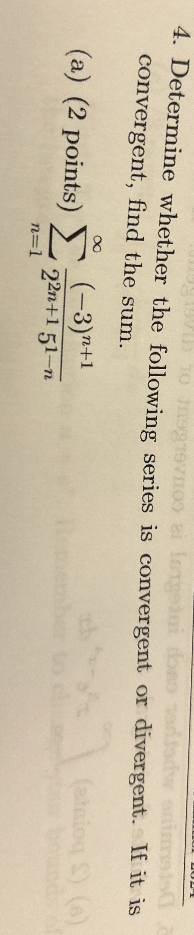 Solved Determine whether the following series is convergent | Chegg.com