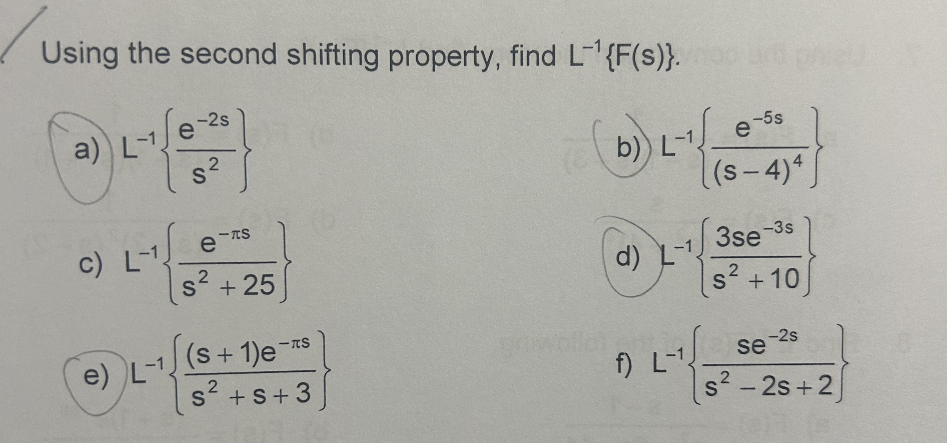 Solved by an EXPERT Using the second shifting property, find | Chegg.com