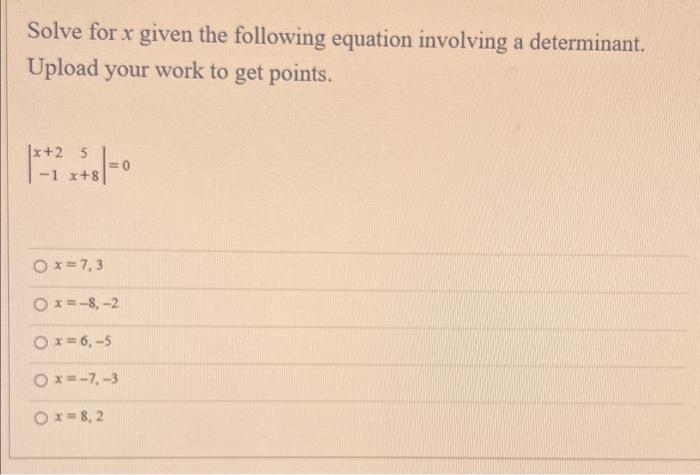 Solved Solve for x given the following equation involving a | Chegg.com