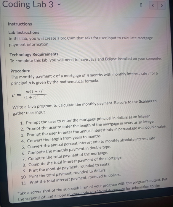 Solved Coding Lab 3 V > Instructions Lab Instructions In | Chegg.com