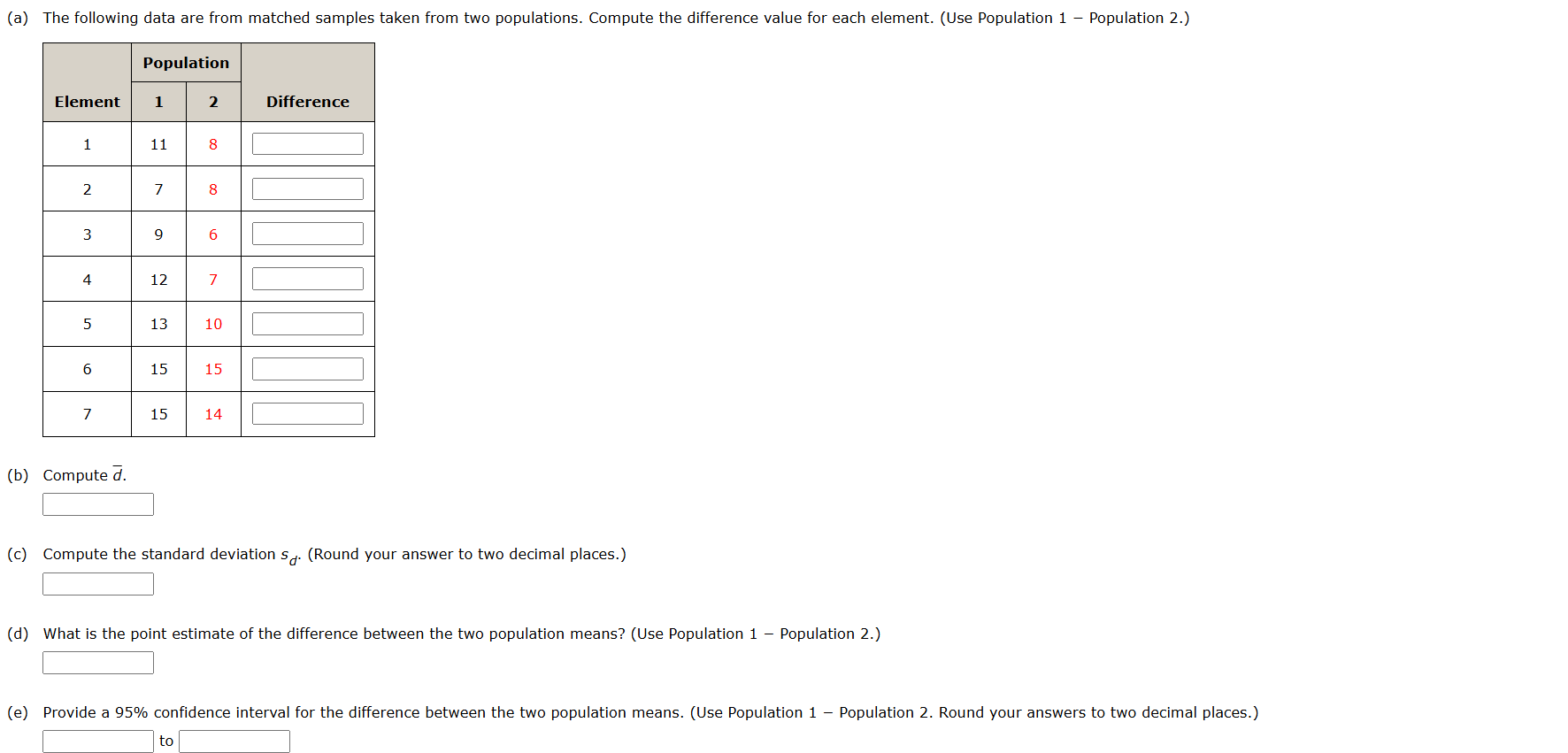 (a) ﻿The following data are from matched samples | Chegg.com