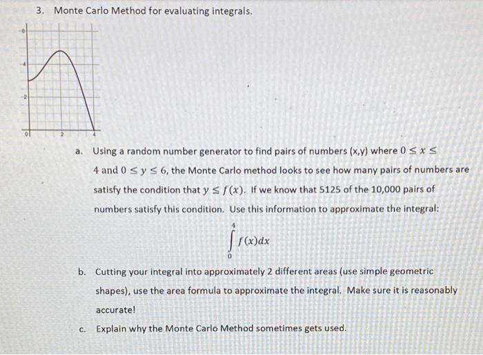 Solved 3. Monte Carlo Method for evaluating integrals. a. | Chegg.com