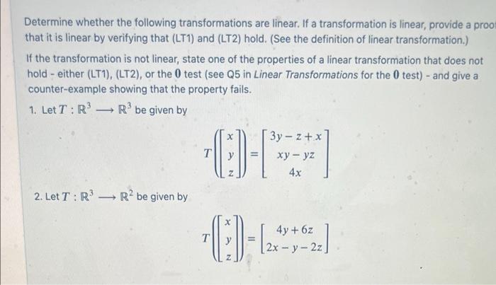 Solved Determine Whether The Following Transformations Are