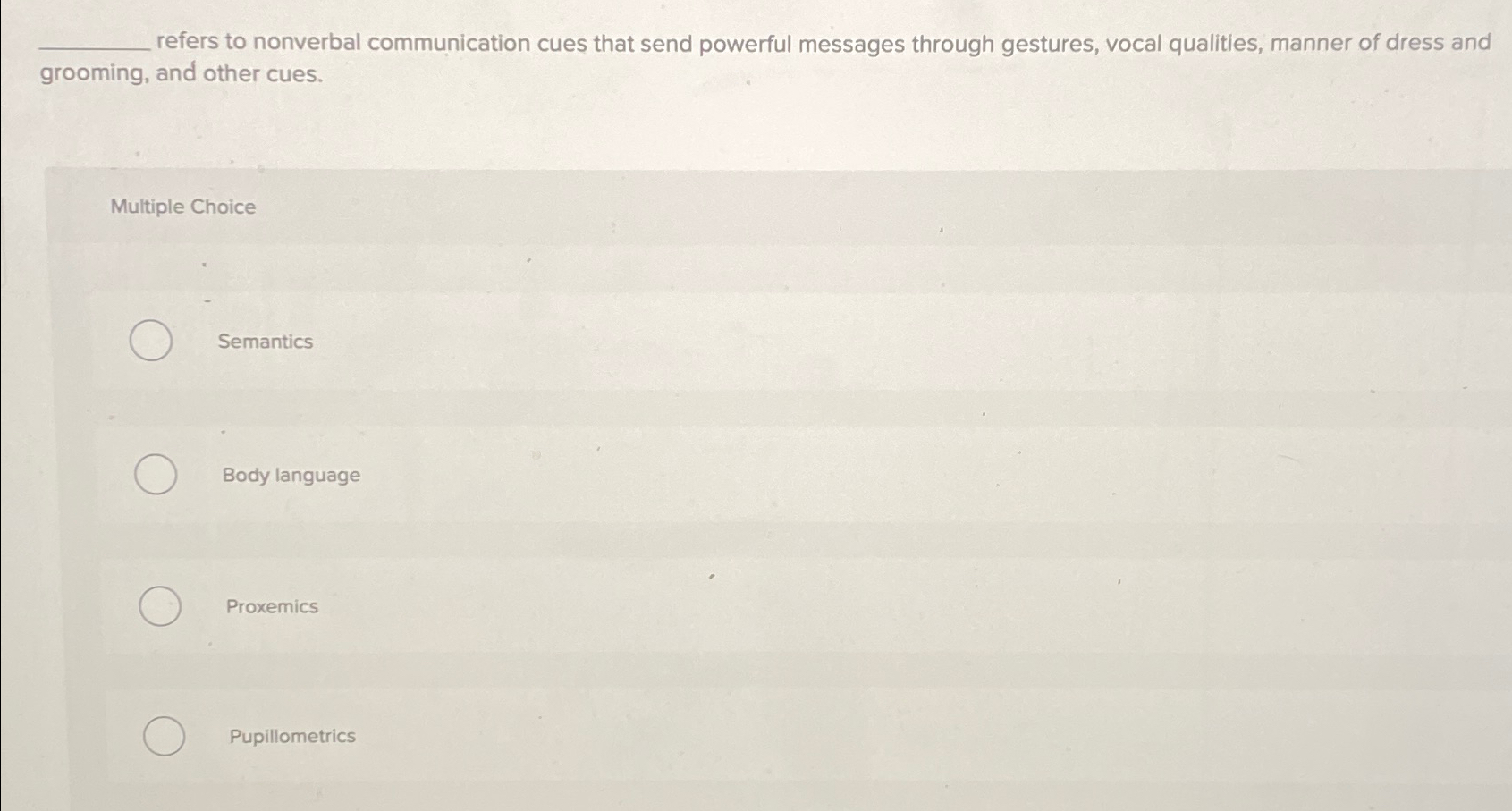 Solved refers to nonverbal communication cues that send | Chegg.com