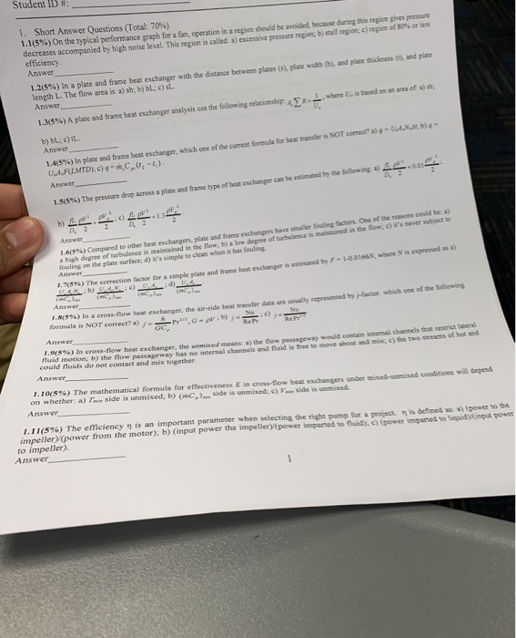 Solved Student ID #: 1. Short Answer Questions (Total: 70%) | Chegg.com