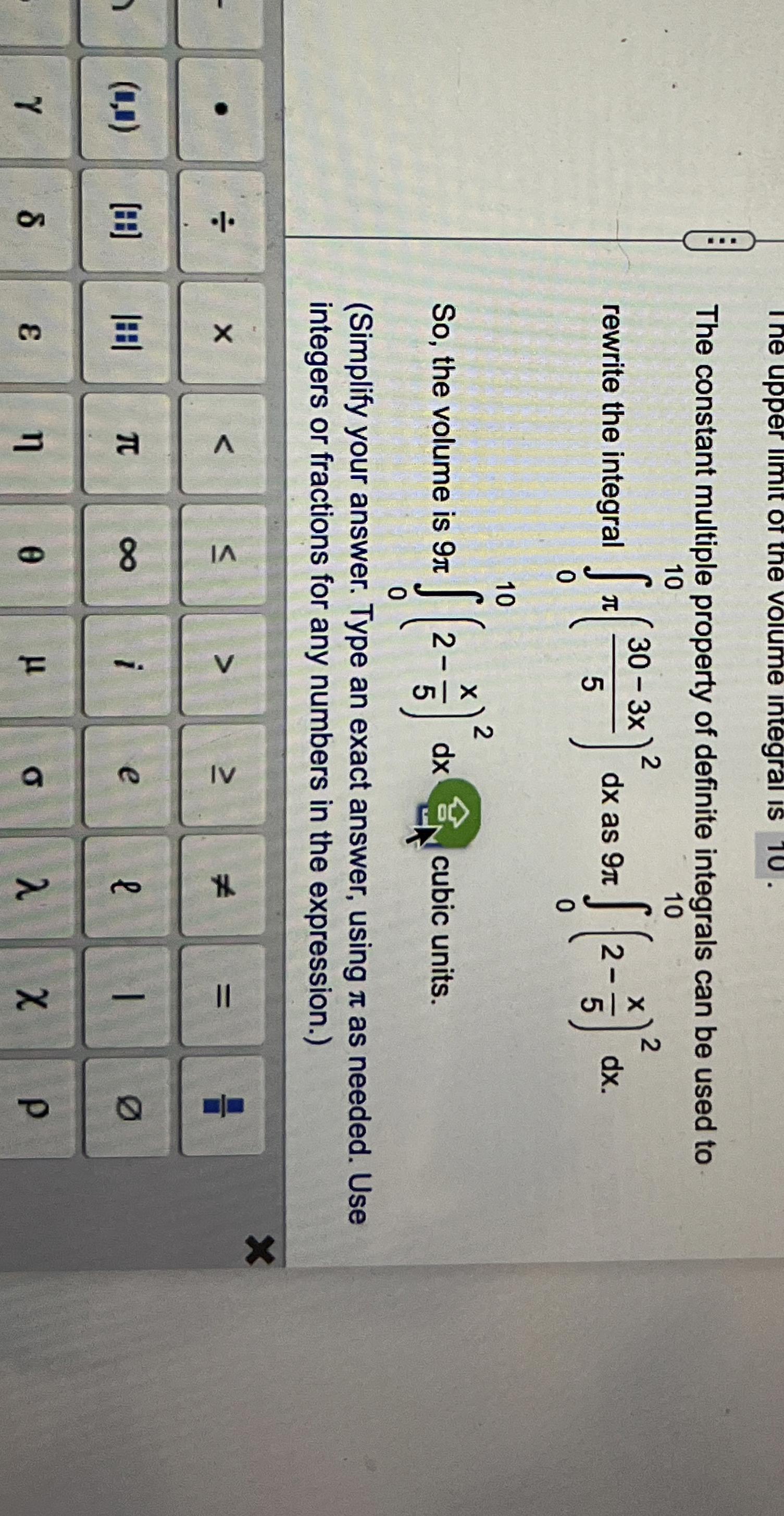 Solved The constant multiple property of definite integrals | Chegg.com