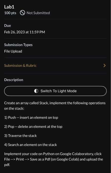 Solved Lab1 100 pts Q Not Submitted Due Feb 26, 2023 at | Chegg.com