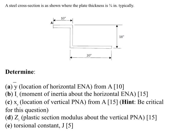 Solved A steel cross-section is as shown where the plate | Chegg.com