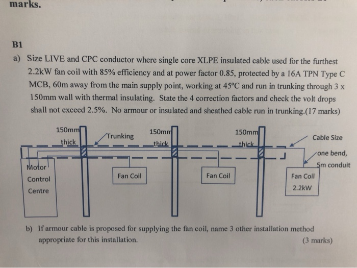 marks. B1 a) Size LIVE and CPC conductor where single | Chegg.com