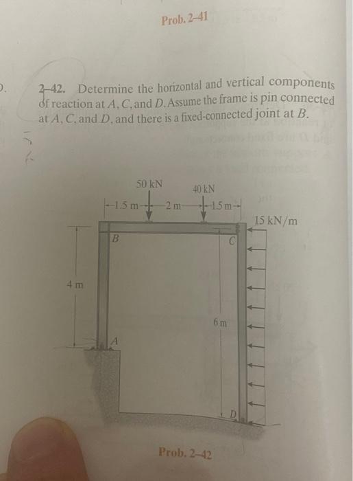 Solved 2-42. Determine the horizontal and vertical | Chegg.com