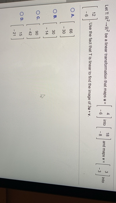 Solved Let T: R2-R2 be a linear transformation that maps u = | Chegg.com