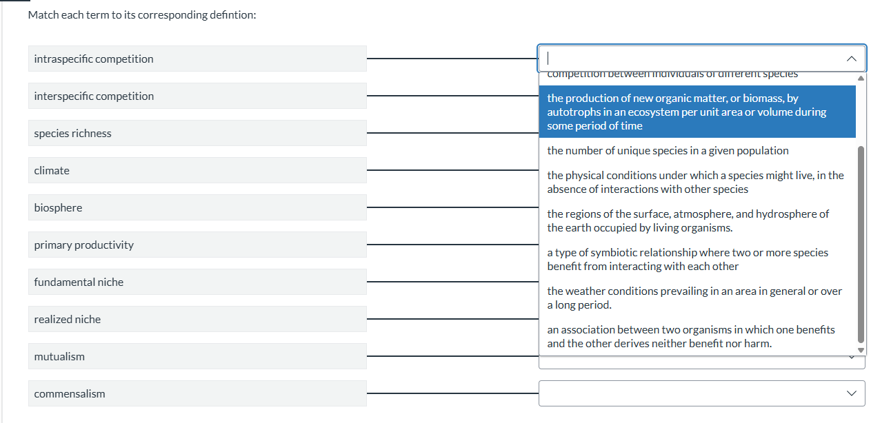 Solved Match each term to its corresponding detintion:is the | Chegg.com