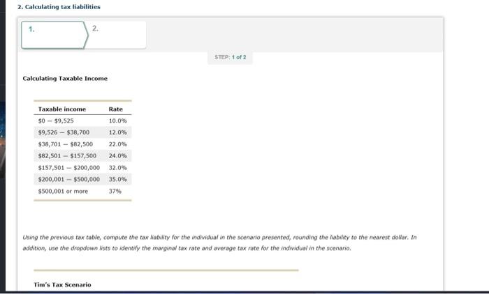 Solved 2. Calculating tax liabilities 2+ Calculating Taxable | Chegg.com
