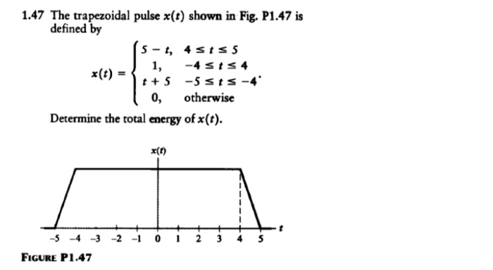 Solved 1.47 The trapezoidal pulse x(t) shown in Fig. P1.47 | Chegg.com