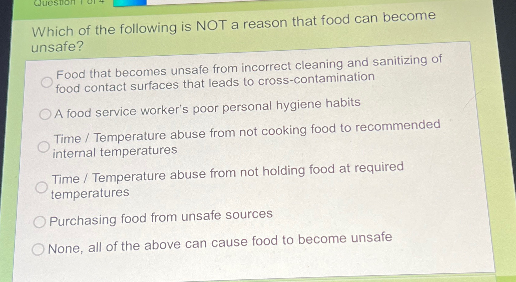 Solved Which of the following is NOT a reason that food can | Chegg.com