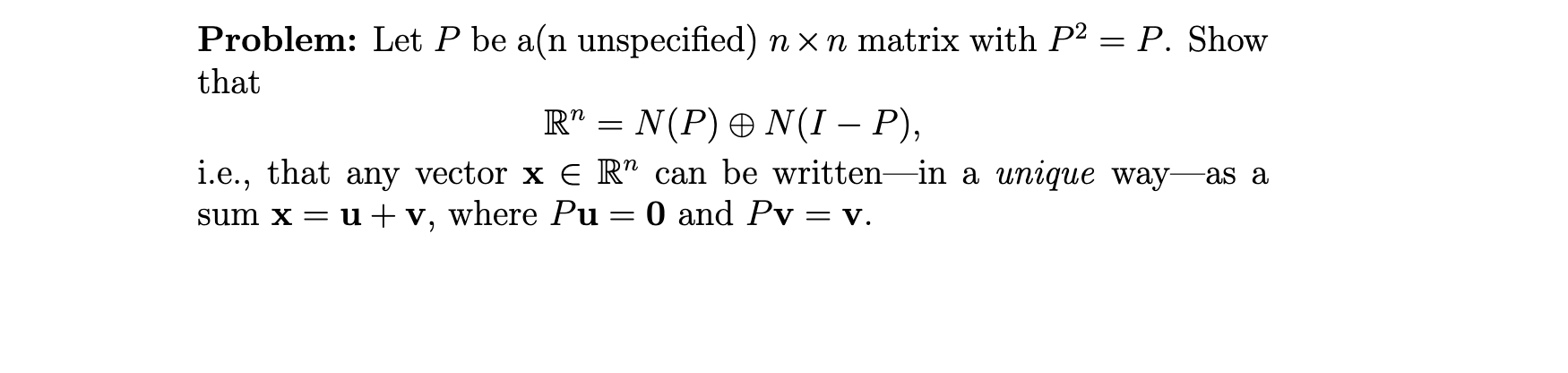 Solved Problem: Let P ﻿be a(n unspecified) n×n ﻿matrix with | Chegg.com