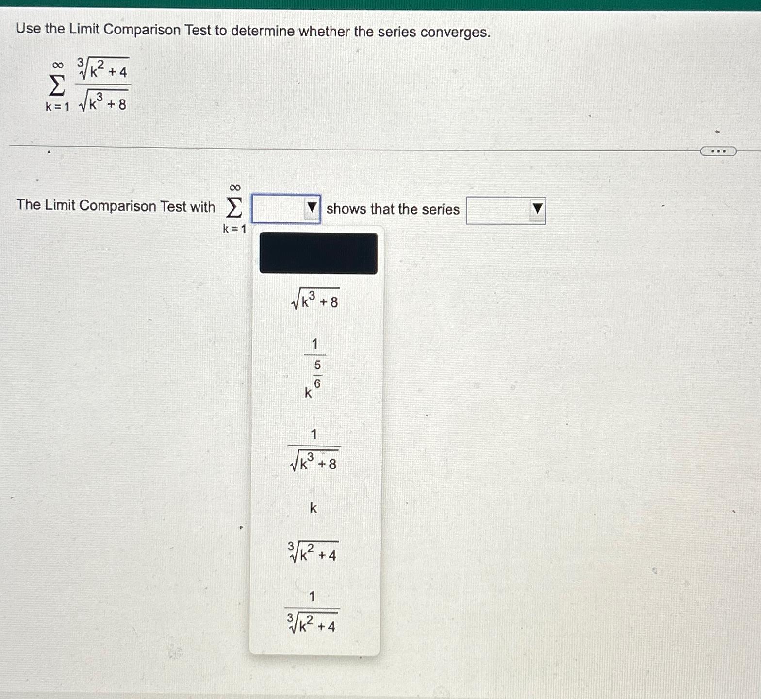 Solved use the limit comparison test to determine whether | Chegg.com