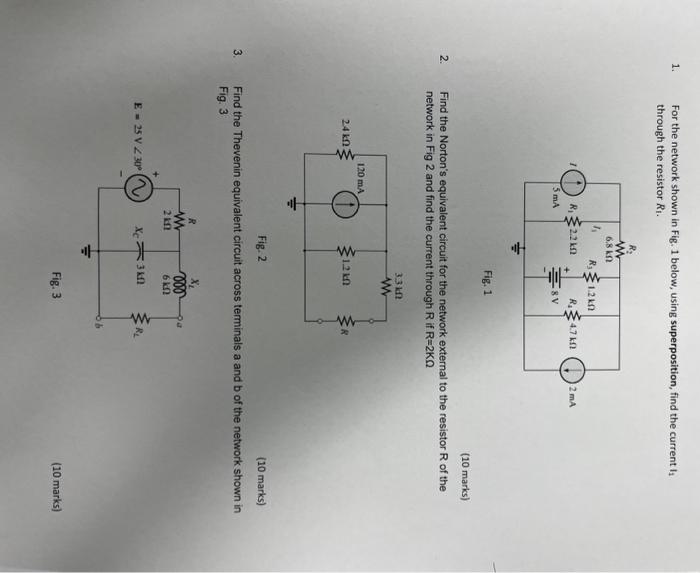 Solved 1. For the network shown in Fig. 1 below, using | Chegg.com